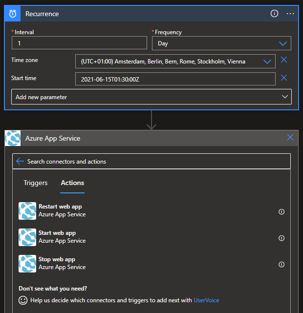 How do I schedule a app service to turn off and on on X date and time ...